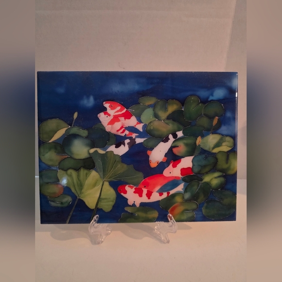 unbranded | Accents | Colorful Glazed Ceramic Tile Hand Painted Lily ...
